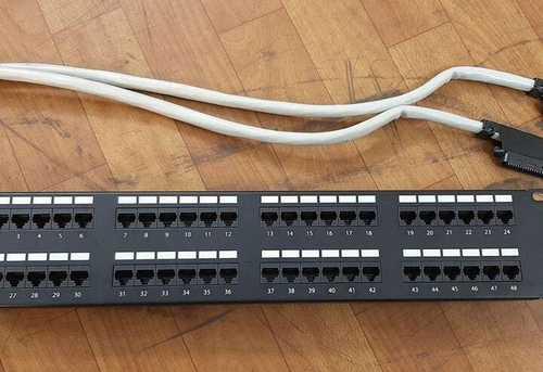 Патч-панель 2U 48 портов RJ-45 категория 5E Krone