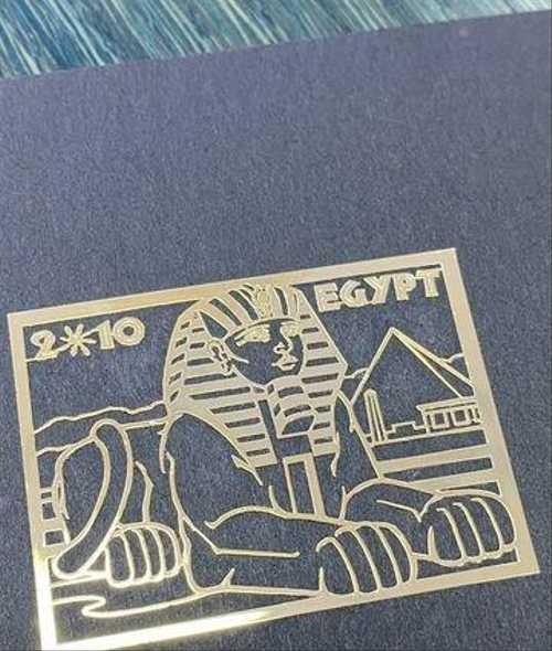 Золотая наклейка стикер Египетский Сфинкс