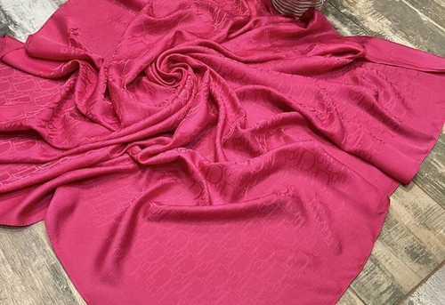 Легкий шелковый платок Dior фуксия розовый
