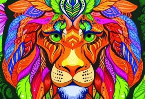 Алмазная мозаика 40x50 Панно разноцветного льва