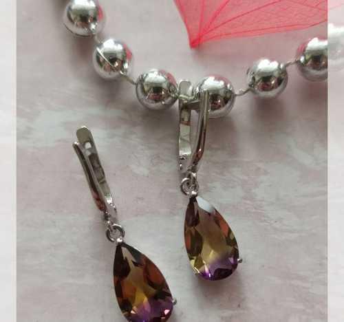 Серебряные серьги СССР с аметрином