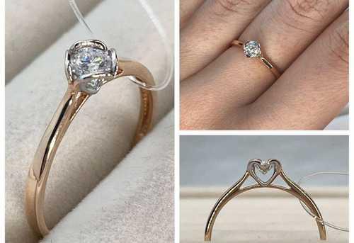 Золотое кольцо с бриллиантом 4мм Муассанит