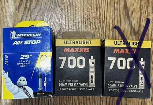 Камеры, шины Michelin AirStop, Maxxis Ultralight