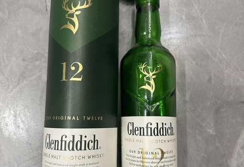 Пустая бутылка в тубе из под виски Glenfiddich