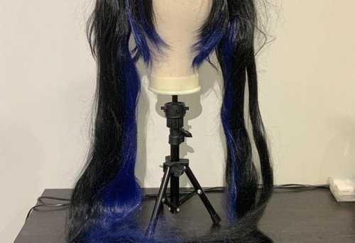 Черно-синий парик с хвостами