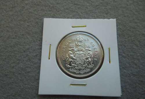 50 центов 1944,1962,1963 гг Канада Серебро