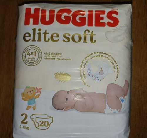 Подгузники huggies elite soft 2 4-6 kg 20