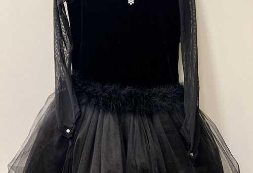 Детское платье-костюм кошки черное с лапками