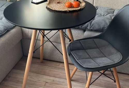 Стол кухонный круглый 80 см DSW Eames черный лофт