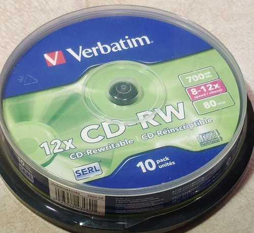 Болванки Verbatim CD-RW 700Mb. Новые. Банка 10 шт