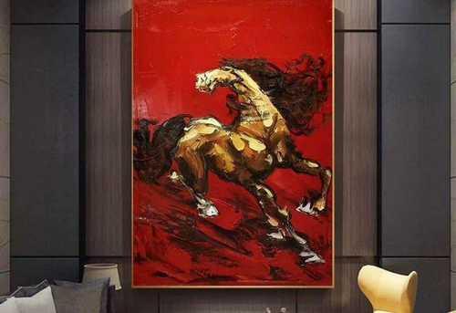 Современная картина маслом лошадь Примерка бесплат