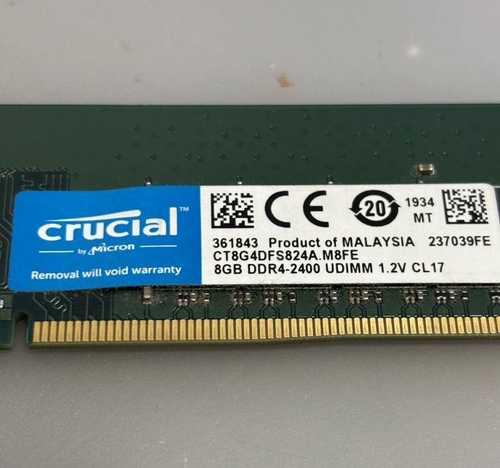 Модуль памяти Crucial DDR4 dimm 8Gb PC4-19200 CL17