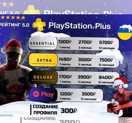 Подписка ps plus Delux Украина 1/3/12 месяцев для ps5 ps4 (Арт.41652)