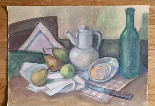 Картина 74г, н-т с чайником и грушами, Карвовский