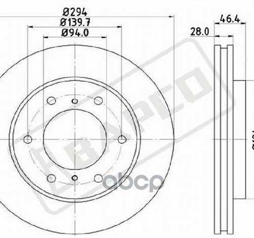 Диск тормозной передний,вент, BD0055 BD0055 bapco