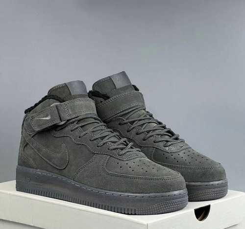 Nike Air Force 1 Mid Grey с Мехом