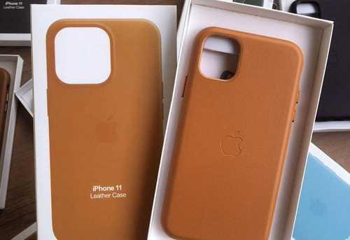 Чехол на iPhone 11 Leather case кожаный охра ochre