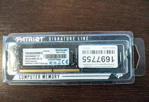 Оперативная память sodimm Patriot DDR4 8Gb 3200MHz