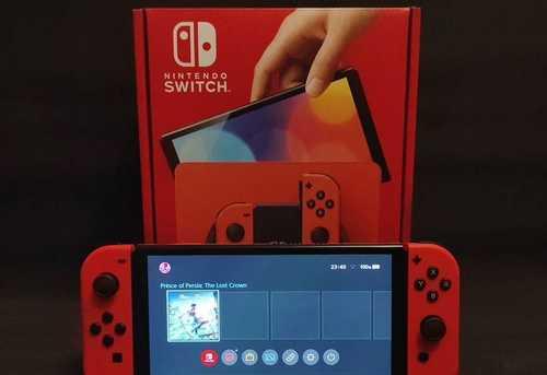 Nintendo Switch Oled mario edition + чип