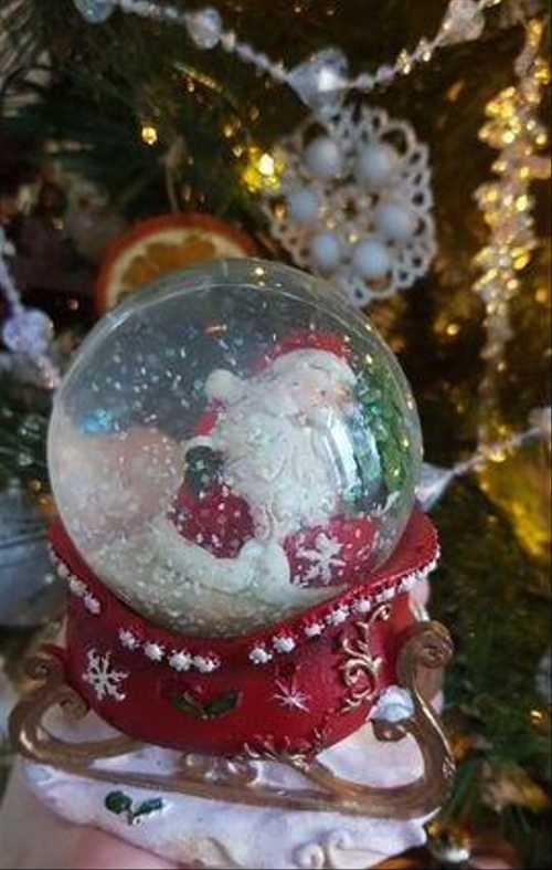 Стеклянный шар с Дедом морозом на санях | Festima.Ru - Мониторинг .
