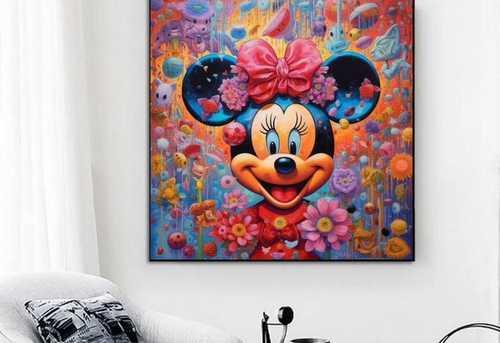 Картина маслом Минни Маус в цветах Примерка онлайн