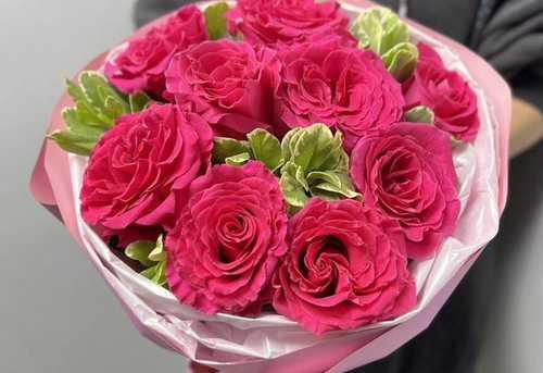 Крупные розовые пионовидные розы букет доставка