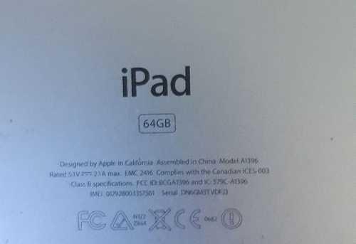 Планшет apple iPad модель А1396 и модель А1337