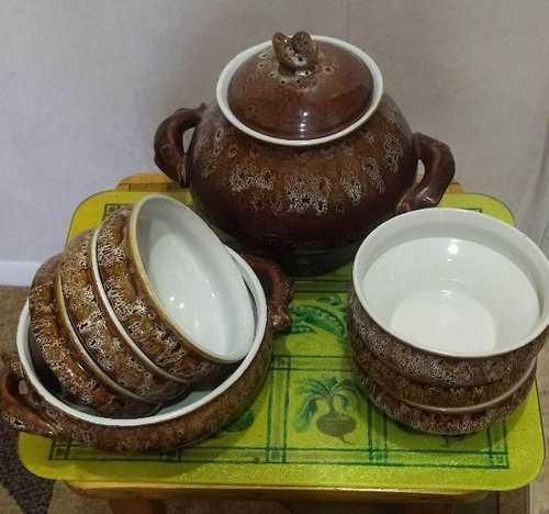 Керамический сервиз для подачи пельменей, ухи
