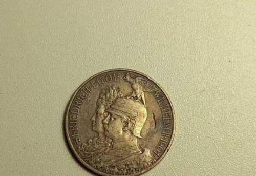 Монета 2 марки 1901 года, «200 лет Пруссии»