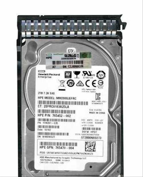 Жесткий диск HP 2Tb MM2000jefrc 765873-001 SAS 2.5