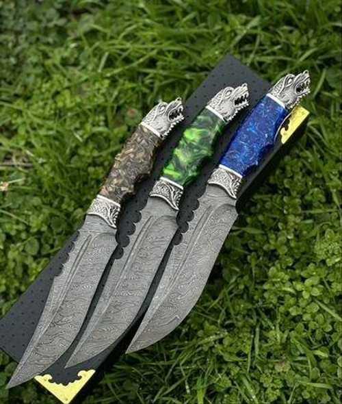 Охотничий нож «Дракон» дамаск хищник Кизляр