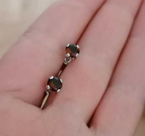 Серьги серебро с раухтопазом