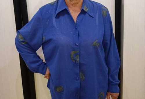 Блузка шелковая синяя женская