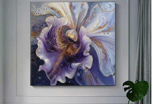 Текстурная картина маслом Цветок Ирис Шедевр