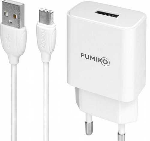 Зарядное устройство fumiko CH06 1USB 2.1А c кабелем Type-C белое