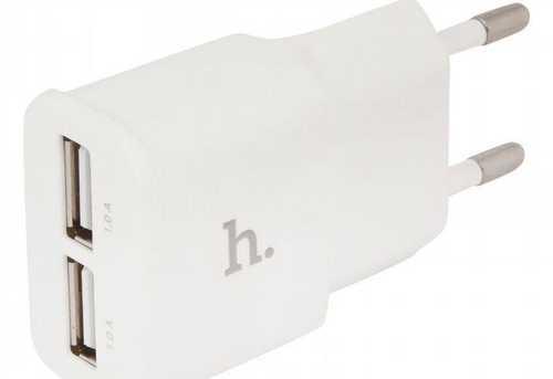 Блок питания hoco UH202 с 2 USB портами 2.4A белый
