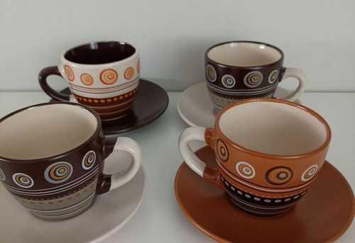 Керамические кофейные чашки с блюдцами