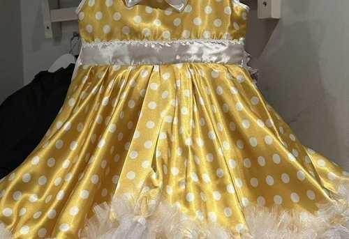 Детское платье «Желтое в белый горох»