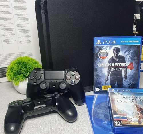 Sony PS4 slim 1tb Идеальная   2 геймпада   игры