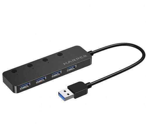 Harper HUB-04MB Black USB-концентратор, Интерфейс: