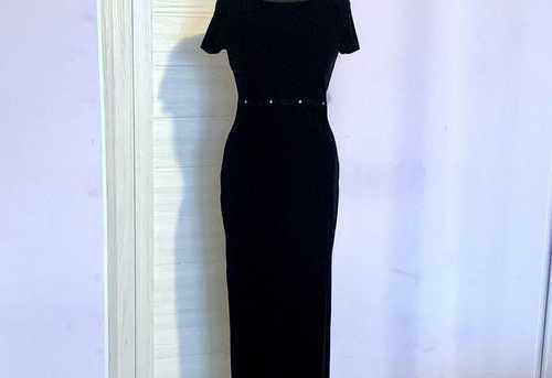 Платье вечернее бархатное чёрное длинное р. 42-44