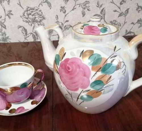 Чайник фарфоровый заварочный 4,5л роза Русский
