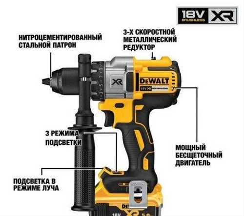 Аккумуляторная дрель-шуруповерт dewalt DCD991P2