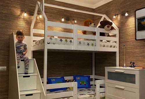 Кровать-дом подростковая с комодом