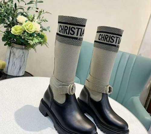 Сапоги Christian dior осень бежевые