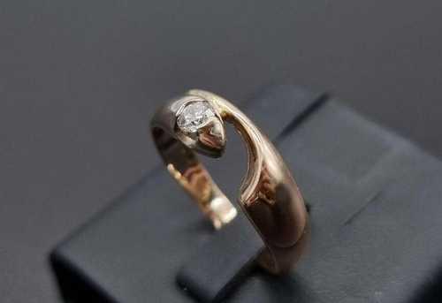 Кольцо с бриллиантом комбинированное золото 585