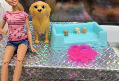 Кукла Барби с собакой и щенками оригинал