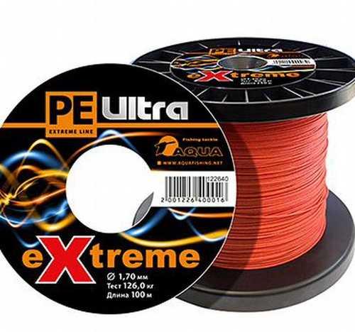 Шнур aqua PE ultra extreme 1,70mm красный 100m