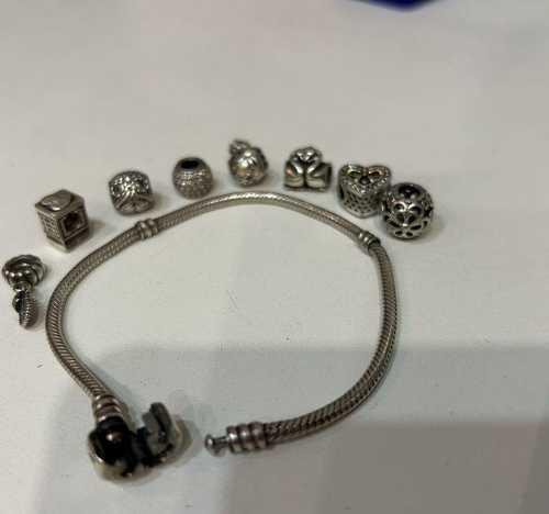 Pandora браслет   шармы, б/у
