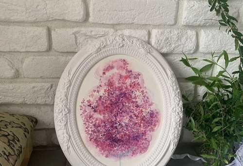 Картина акварелью "Розовое облако Гортензии"